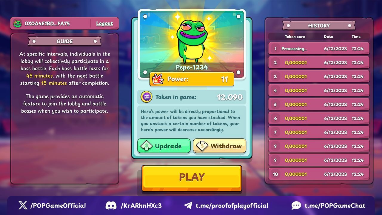 POP Game NFT Game Stats - ChainPlay.gg
