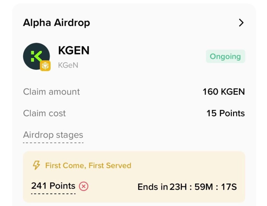 Join Wave 2 Binance Alpha KGEN Airdrop on June 9